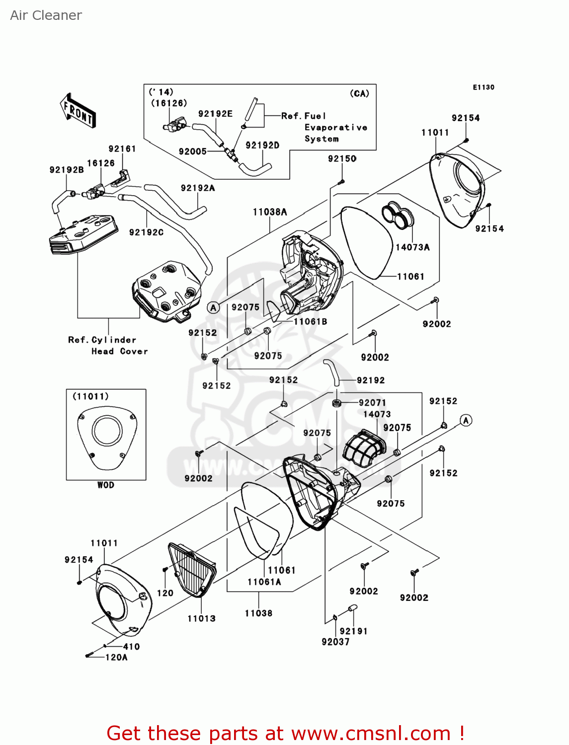 Kawasaki VN1700KEFA VULCAN 1700 VAQUERO 2014 USA / ABS Air Cleaner ...