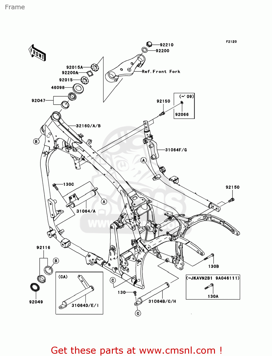 Kawasaki VN900B8F VULCAN 900 CLASSIC 2008 USA Frame - buy original ...