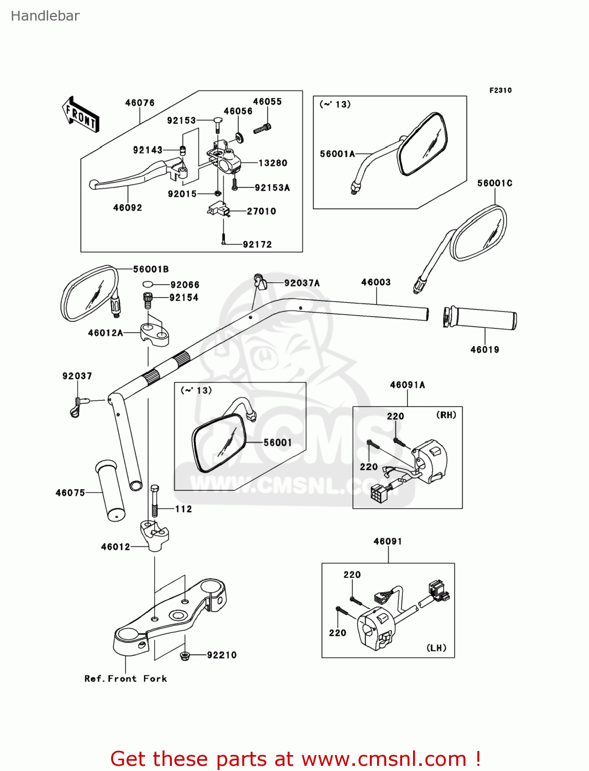 Kawasaki VN900DEF VULCAN 900 CLASSIC 2014 USA / LT Handlebar - buy ...