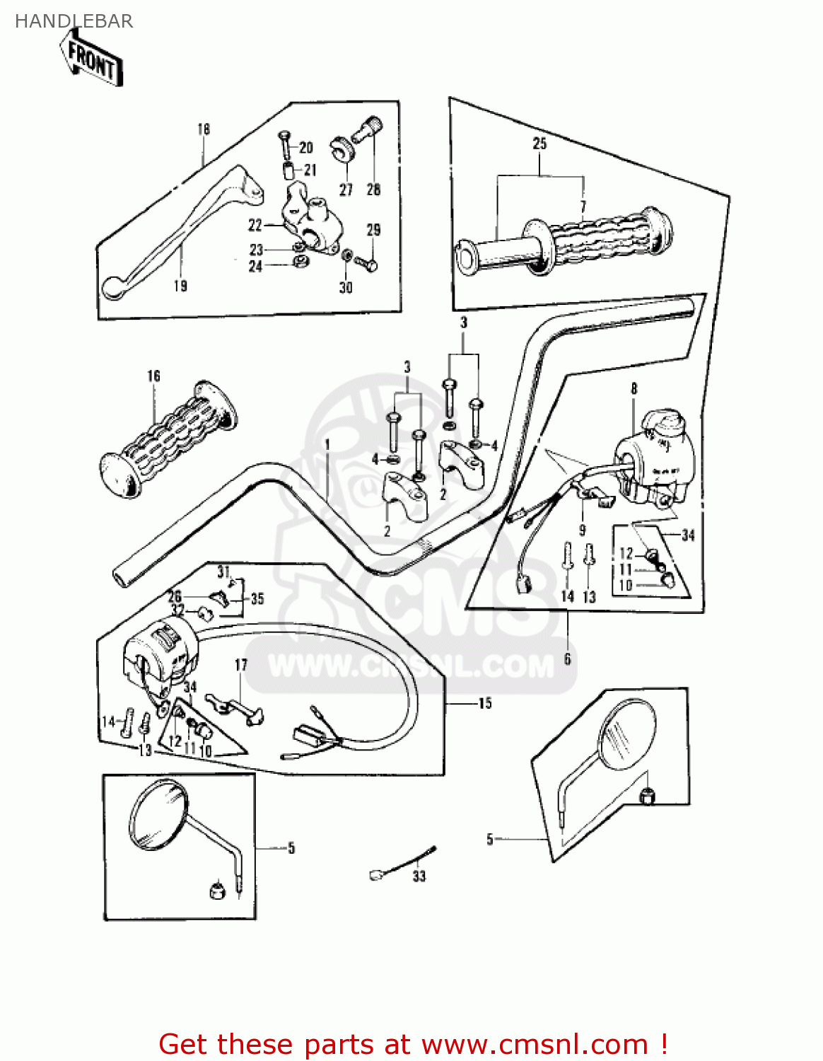 Kawasaki Z1 1973 USA CANADA HANDLEBAR - buy original HANDLEBAR spares ...