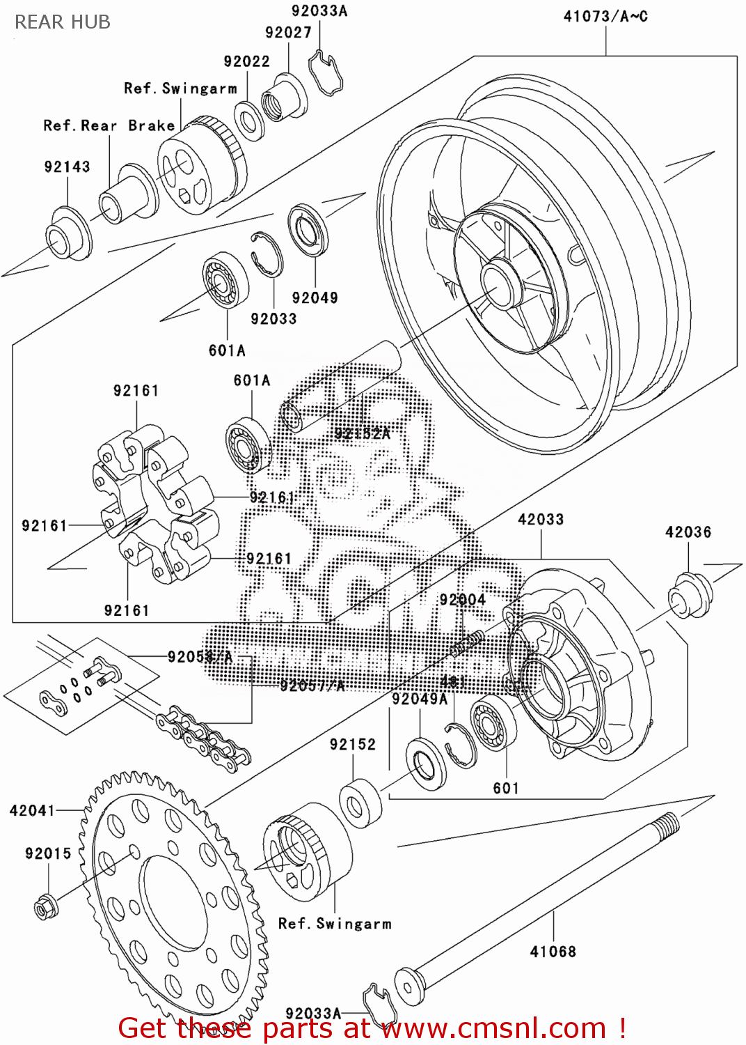 Kawasaki ZR1200-B3P ZRX1200S 2003 EUROPE,MIDDLE EAST,AFRICA,UK,FR REAR ...