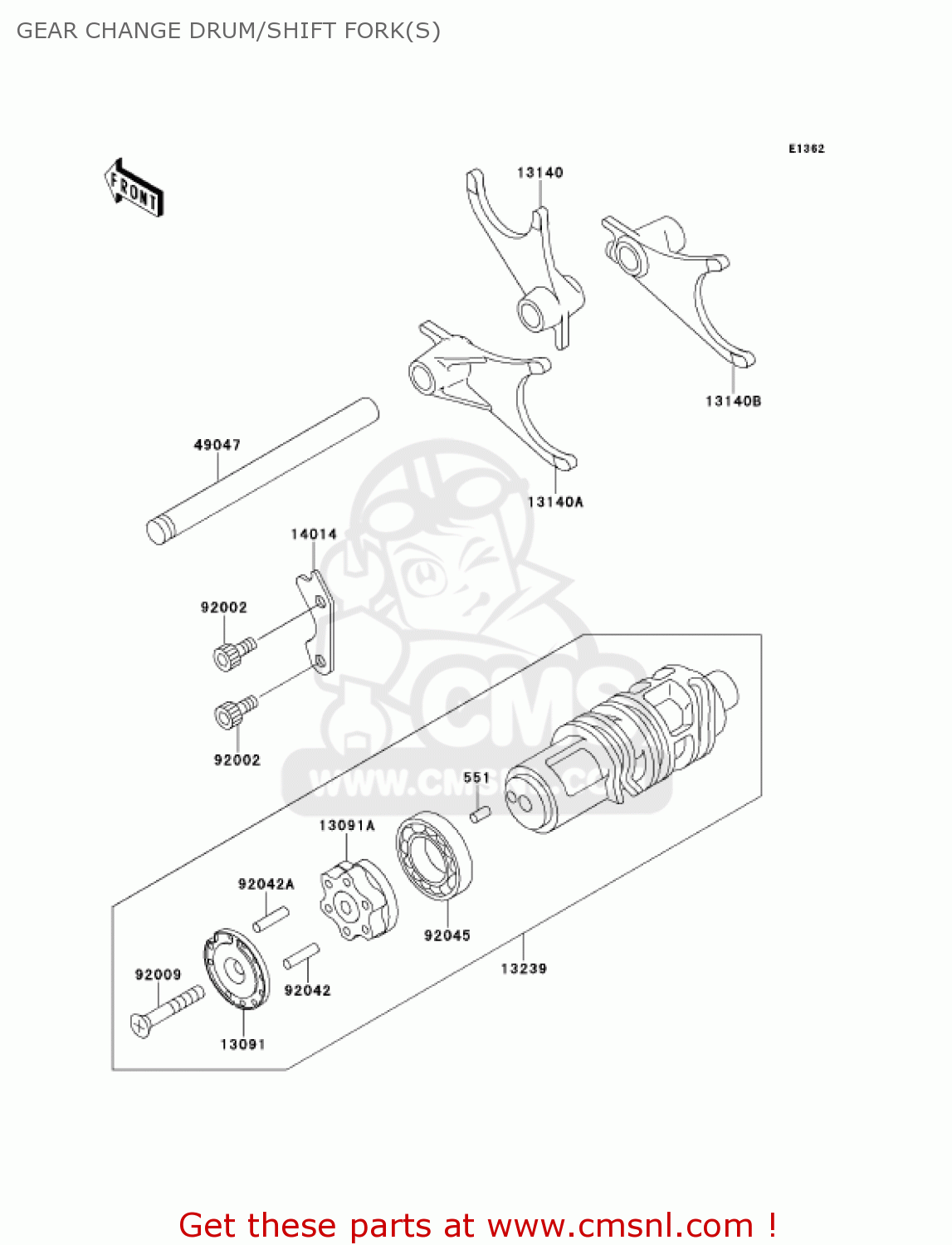 Kawasaki ZX1100D9 NINJAZX11 2001 USA CALIFORNIA GEAR CHANGE DRUM/SHIFT ...