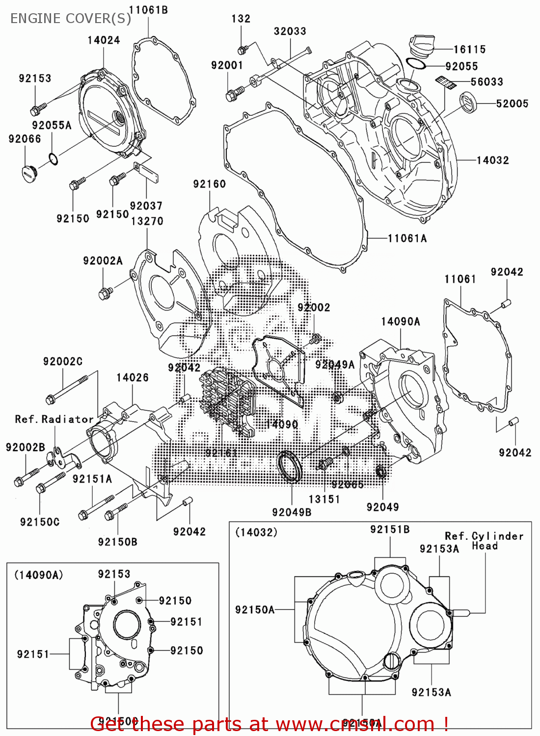 Kawasaki ZX1200C4H ZZR1200 2005 EUROPE,MIDDLE EAST,AFRICA ENGINE COVER ...