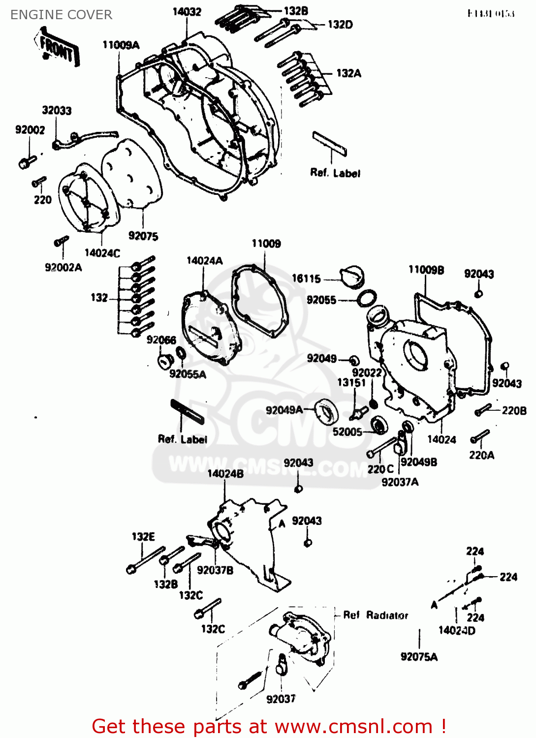 Kawasaki ZX750G2 1985 EUROPE UK FR GR IT NR SD ENGINE COVER - buy ...