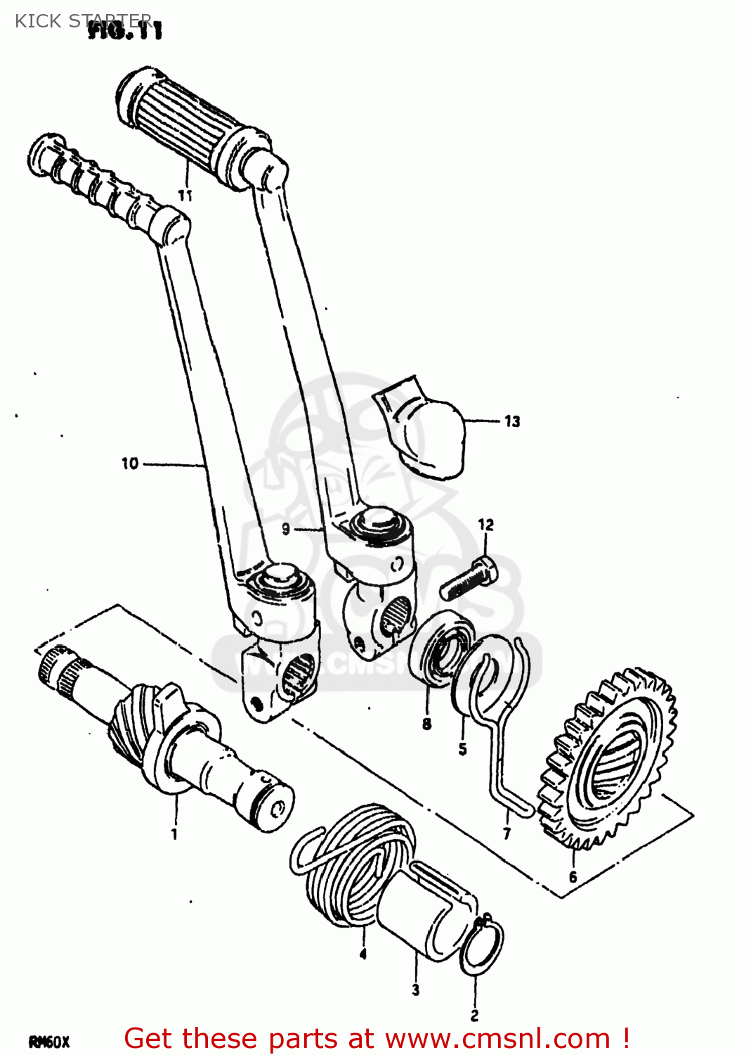 LEVER ASSEMBLY,KICK STARTER for RM80 1981 (X) USA (E03) - order at CMSNL