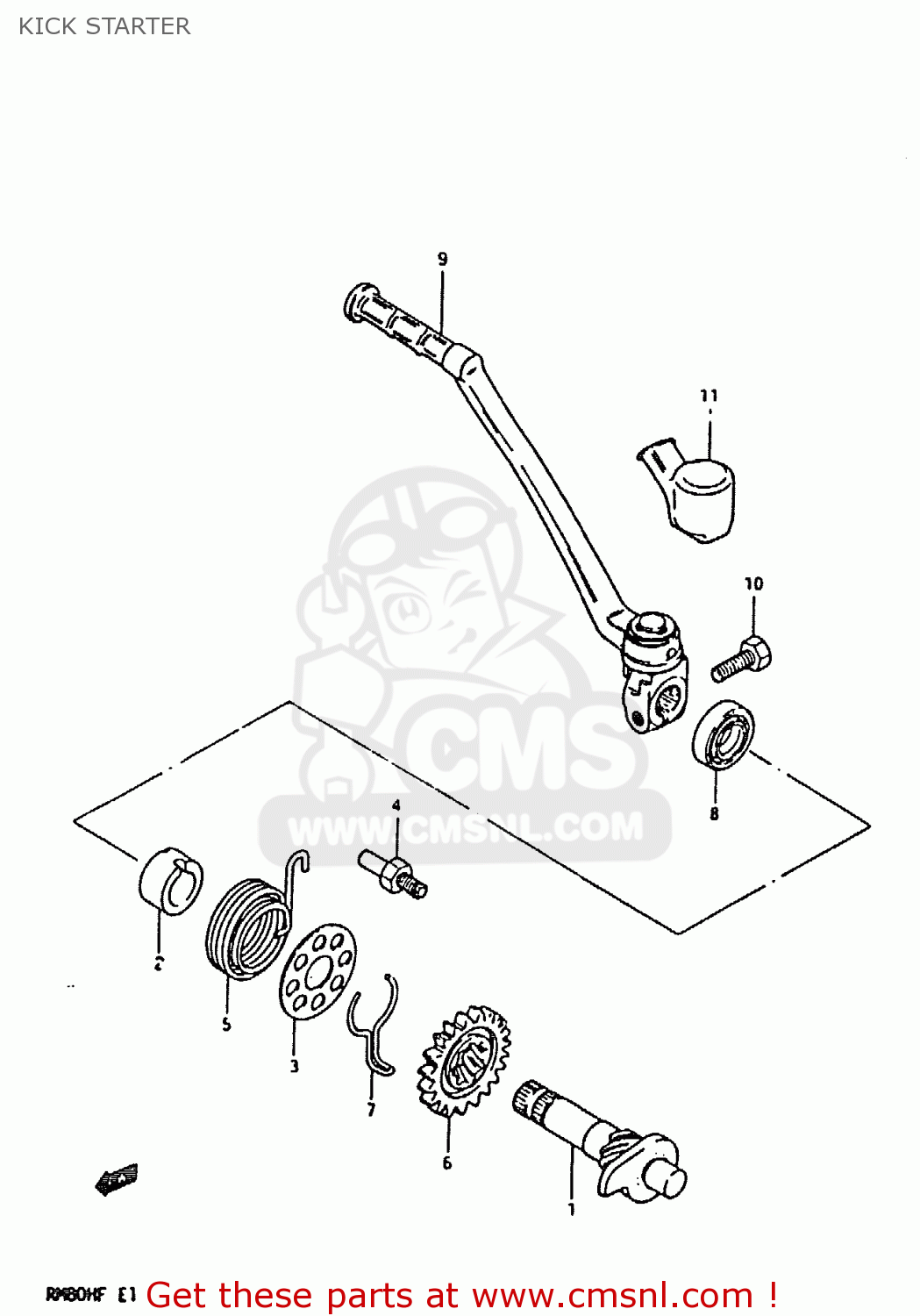 LEVER ASSEMBLY,KICK STARTER for RM80H 1985 (F) - order at CMSNL