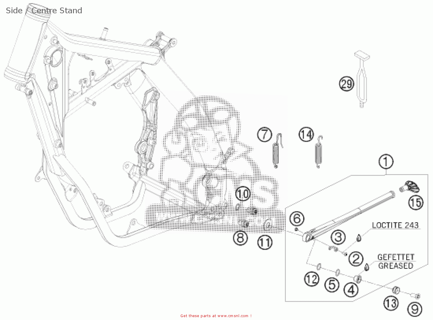 KTM 125 EXC SIX-DAYS Europe 2008 Side / Centre Stand - buy original ...