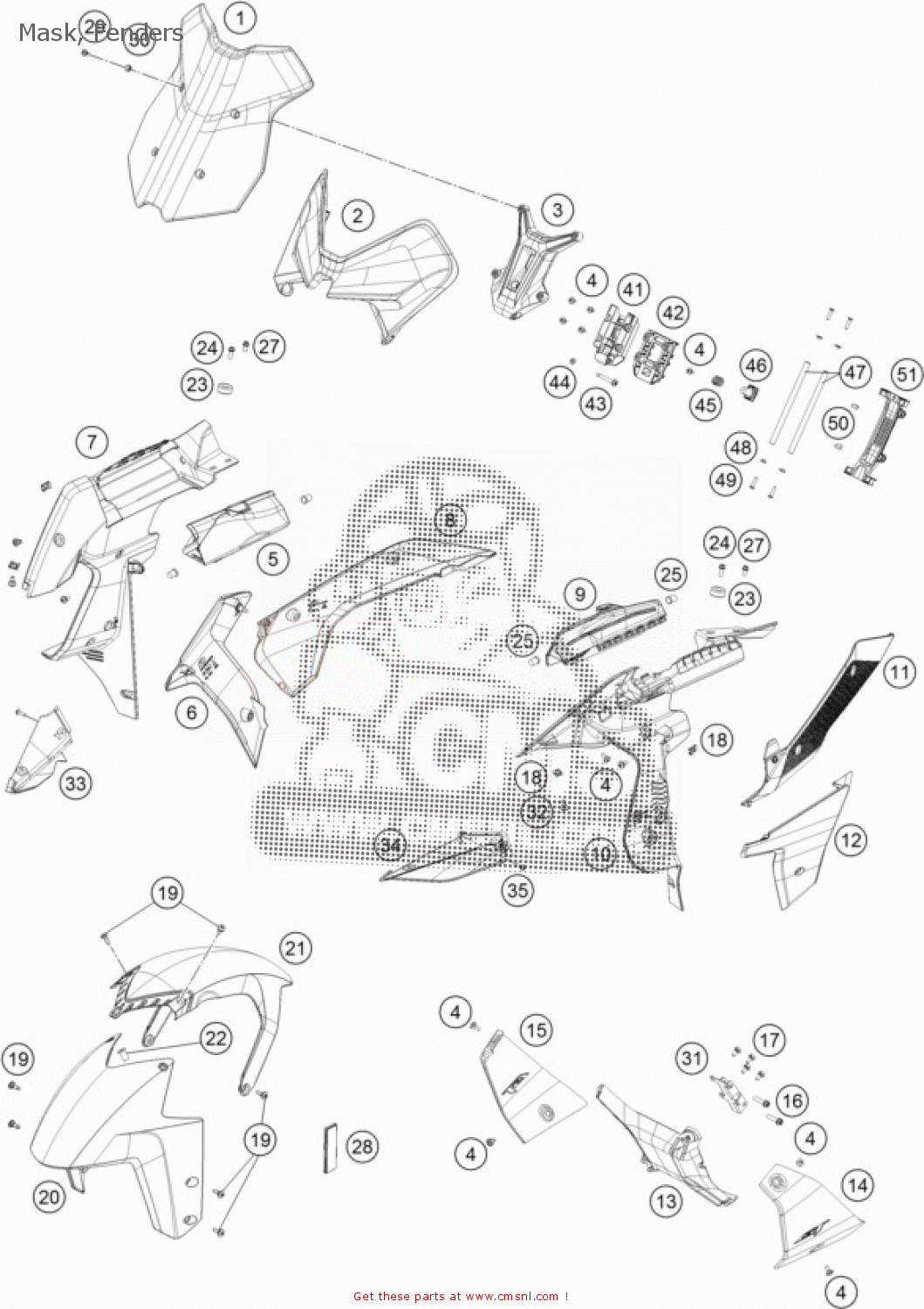 KTM 1290 Super Duke GT, white USA 2019 Mask, Fenders - buy original ...