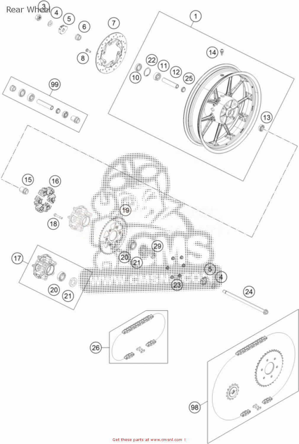 KTM 200 Duke, black, w/o ABS-B.D. Europe 2019 Rear Wheel - buy original ...