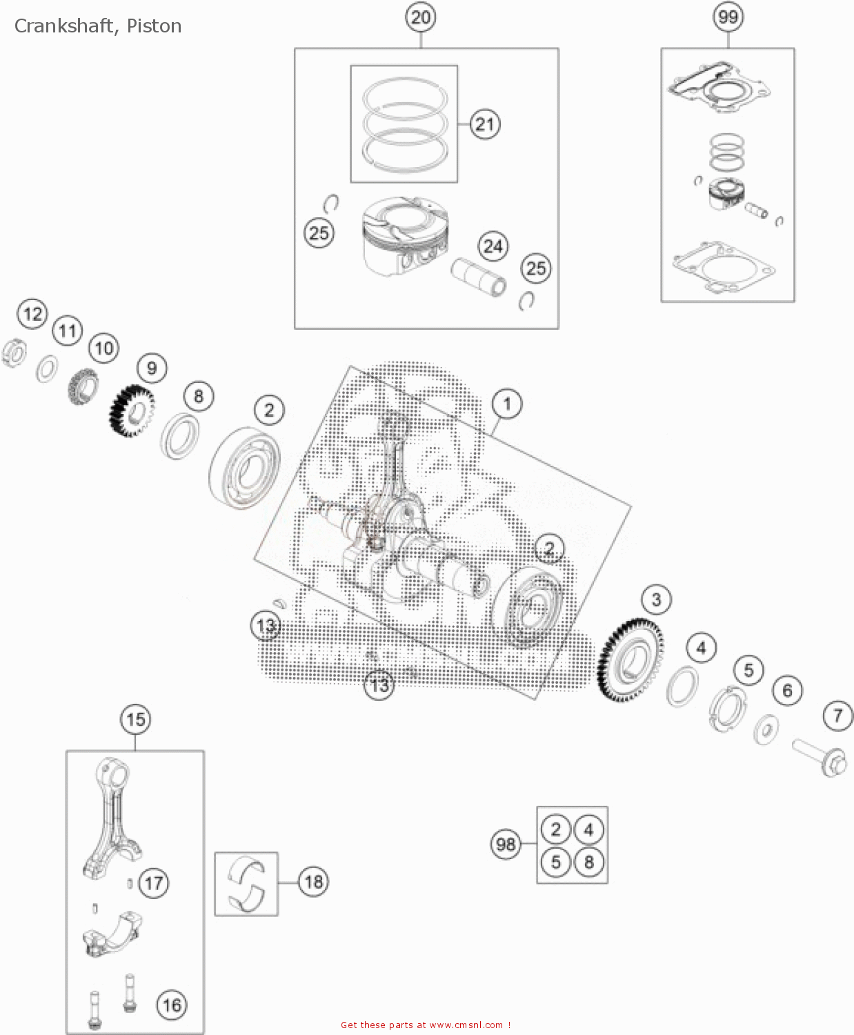 KTM 200 Duke, white, ABS-CKD CO 2020 Crankshaft, Piston - buy original ...