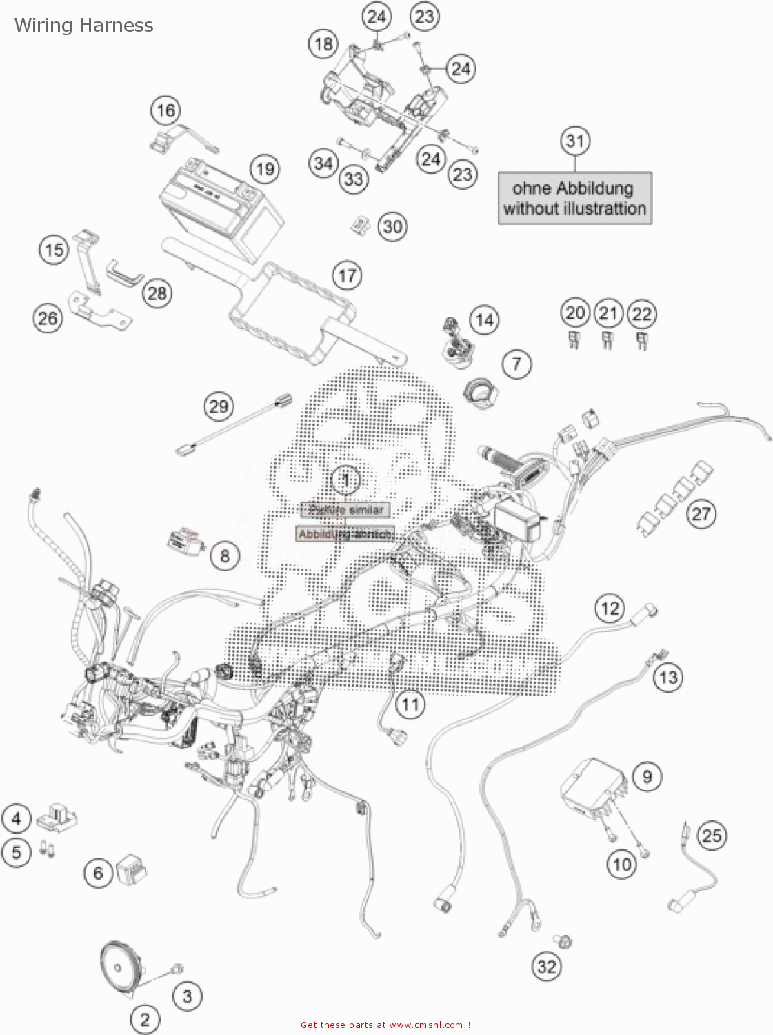 KTM 200 Duke, white, ABS-CKD CO 2020 Wiring Harness - buy original ...