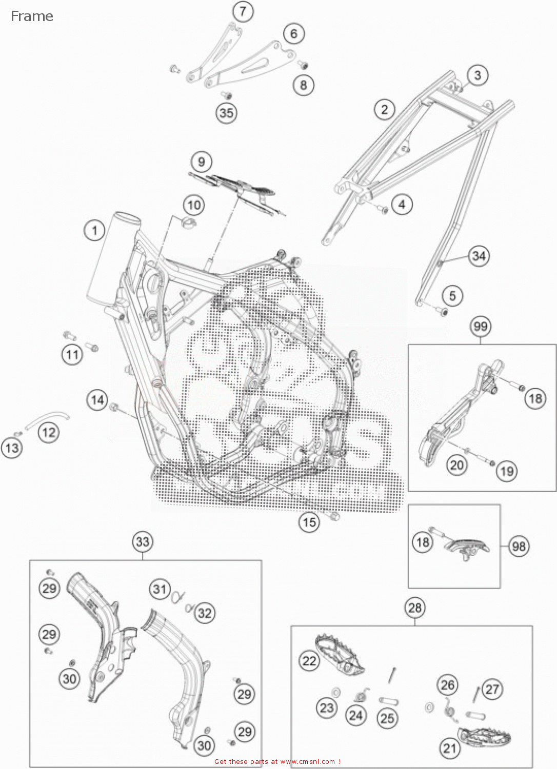 KTM 300 XC USA 2017 Frame - buy original Frame spares online