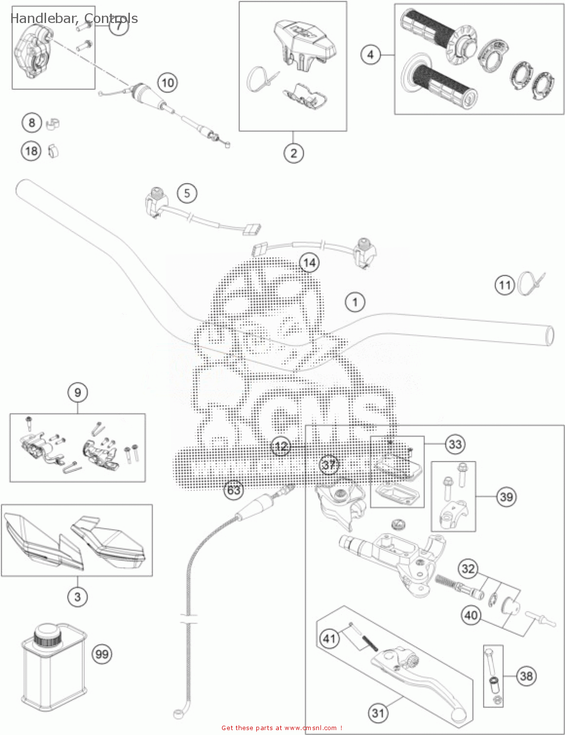 KTM 300 XC-W USA 2018 Handlebar, Controls - buy original Handlebar ...