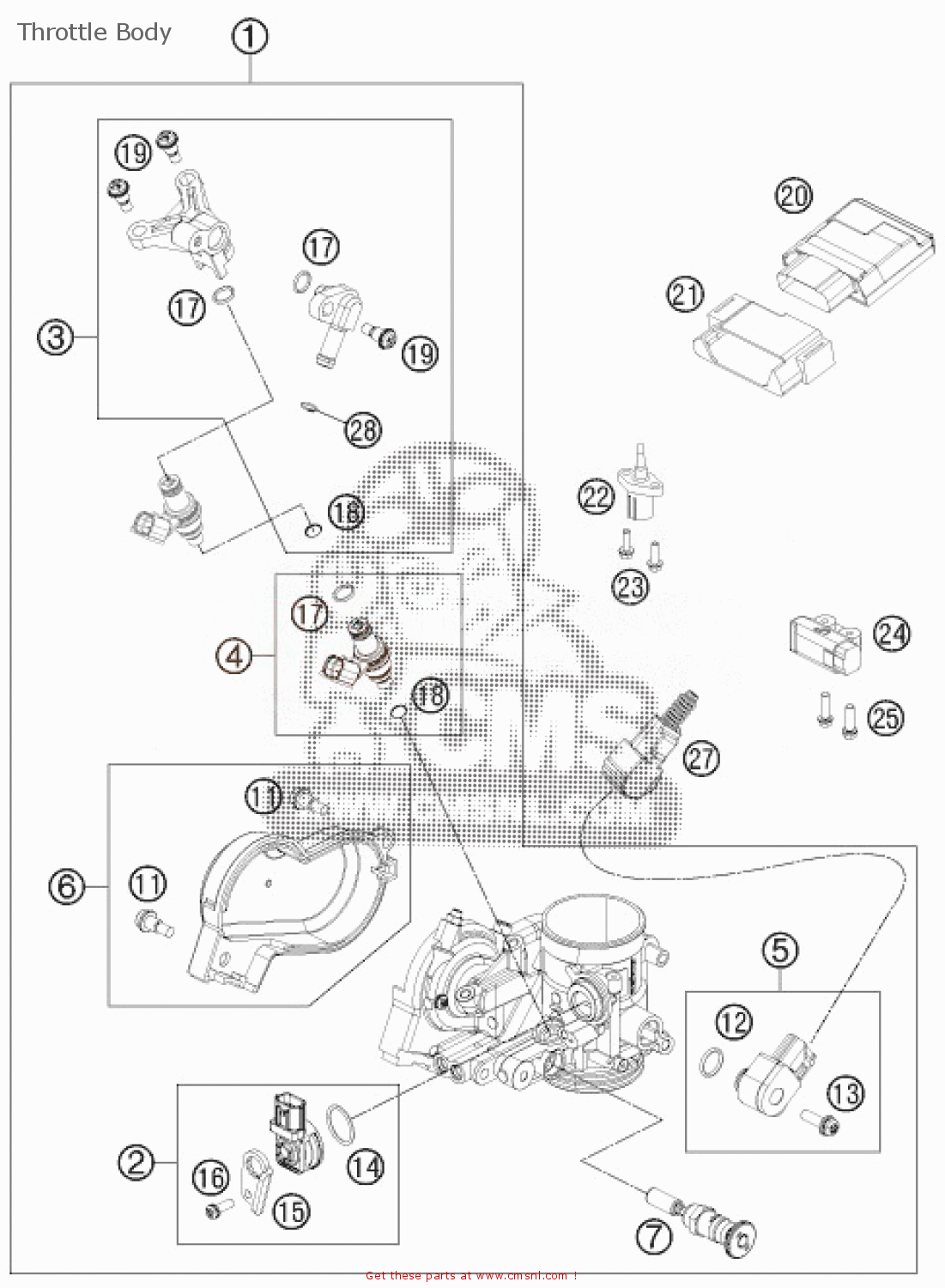 KTM 350 XCF-W USA 2014 Throttle Body - buy original Throttle Body ...