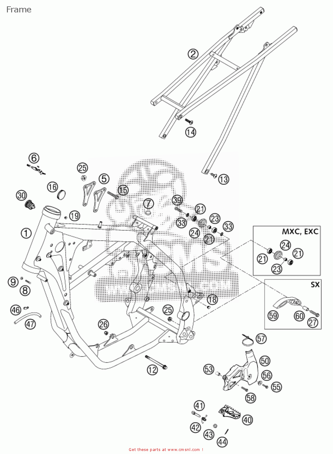 KTM 380 SX Europe 2002 Frame - buy original Frame spares online