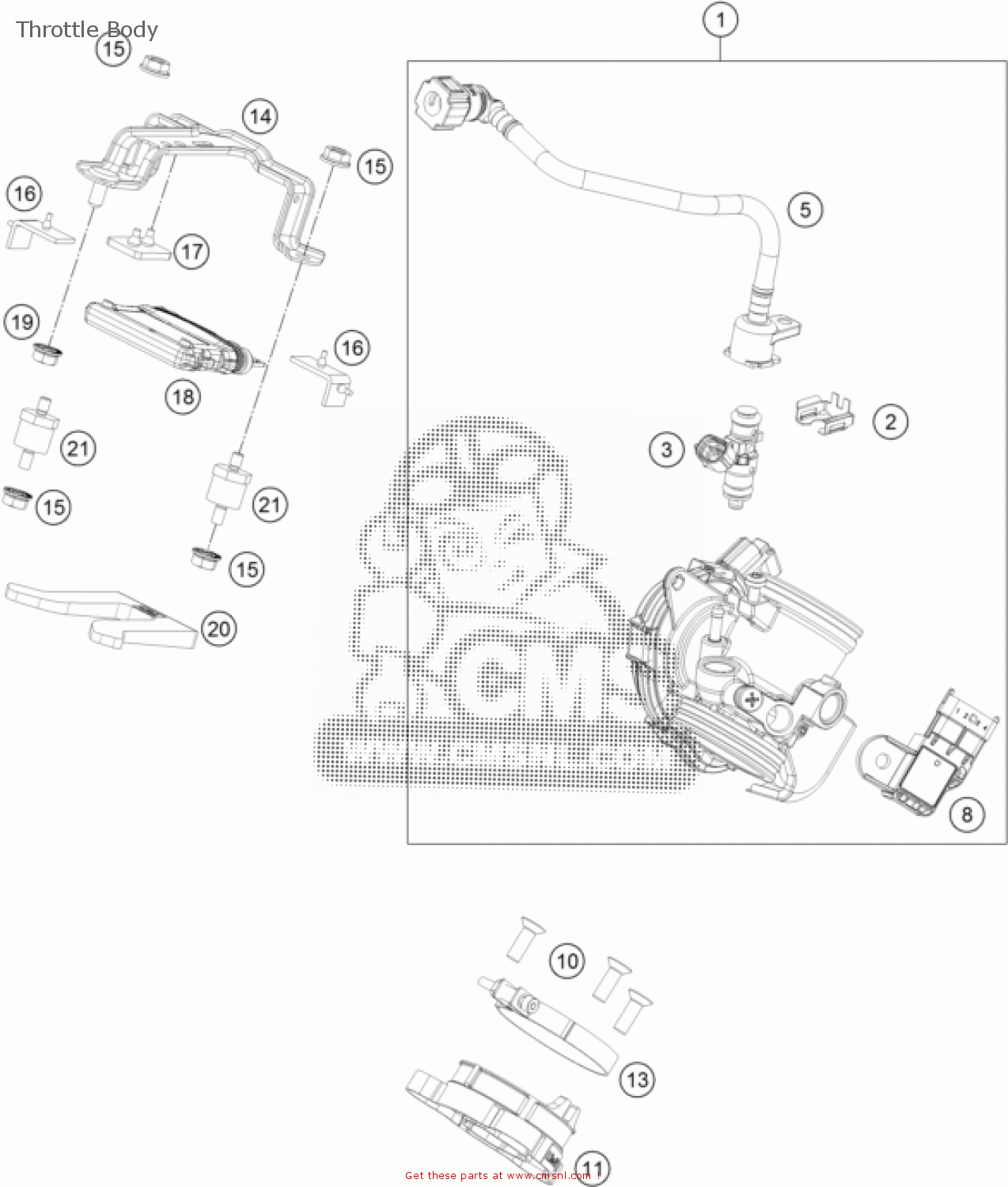 KTM 390 Duke, orange - CKD Colombia 2018 parts lists and schematics