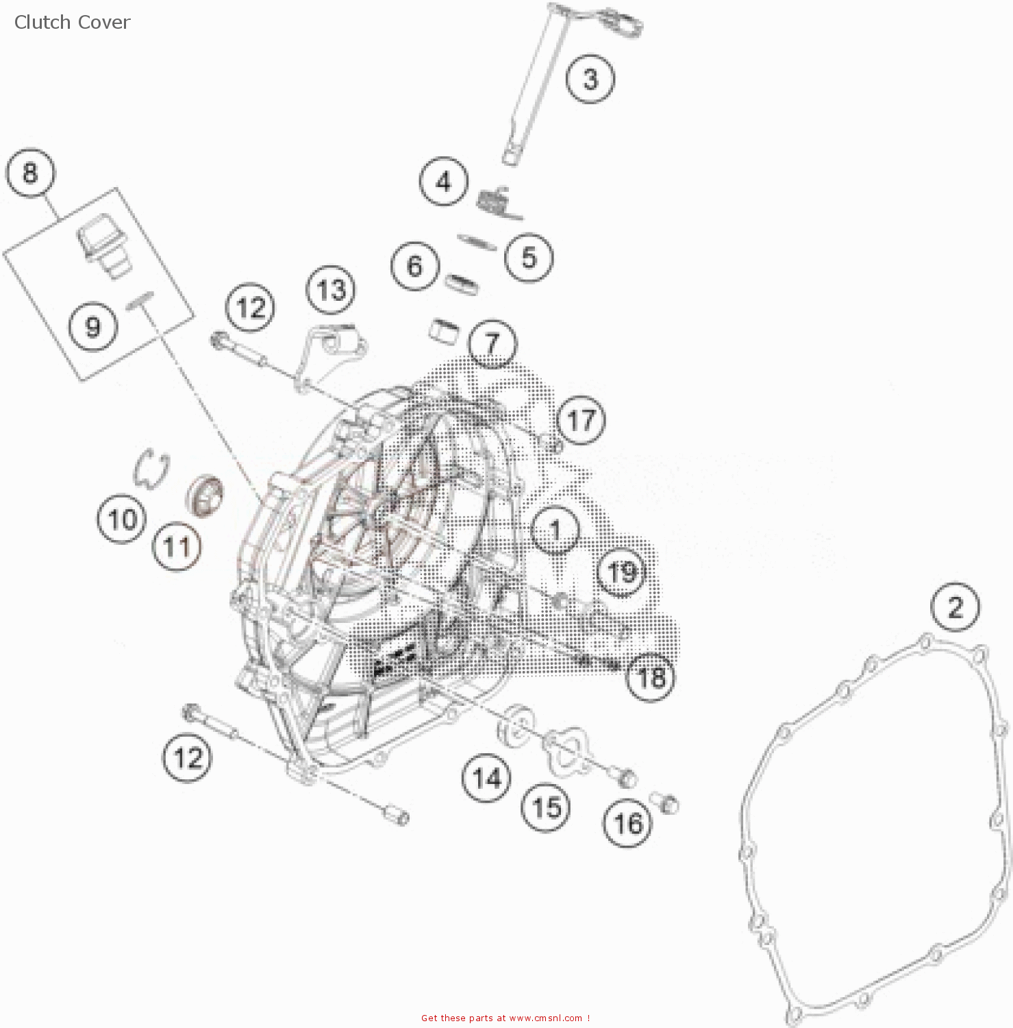 KTM 390 Duke, white - B.D. Europe 2019 parts lists and schematics
