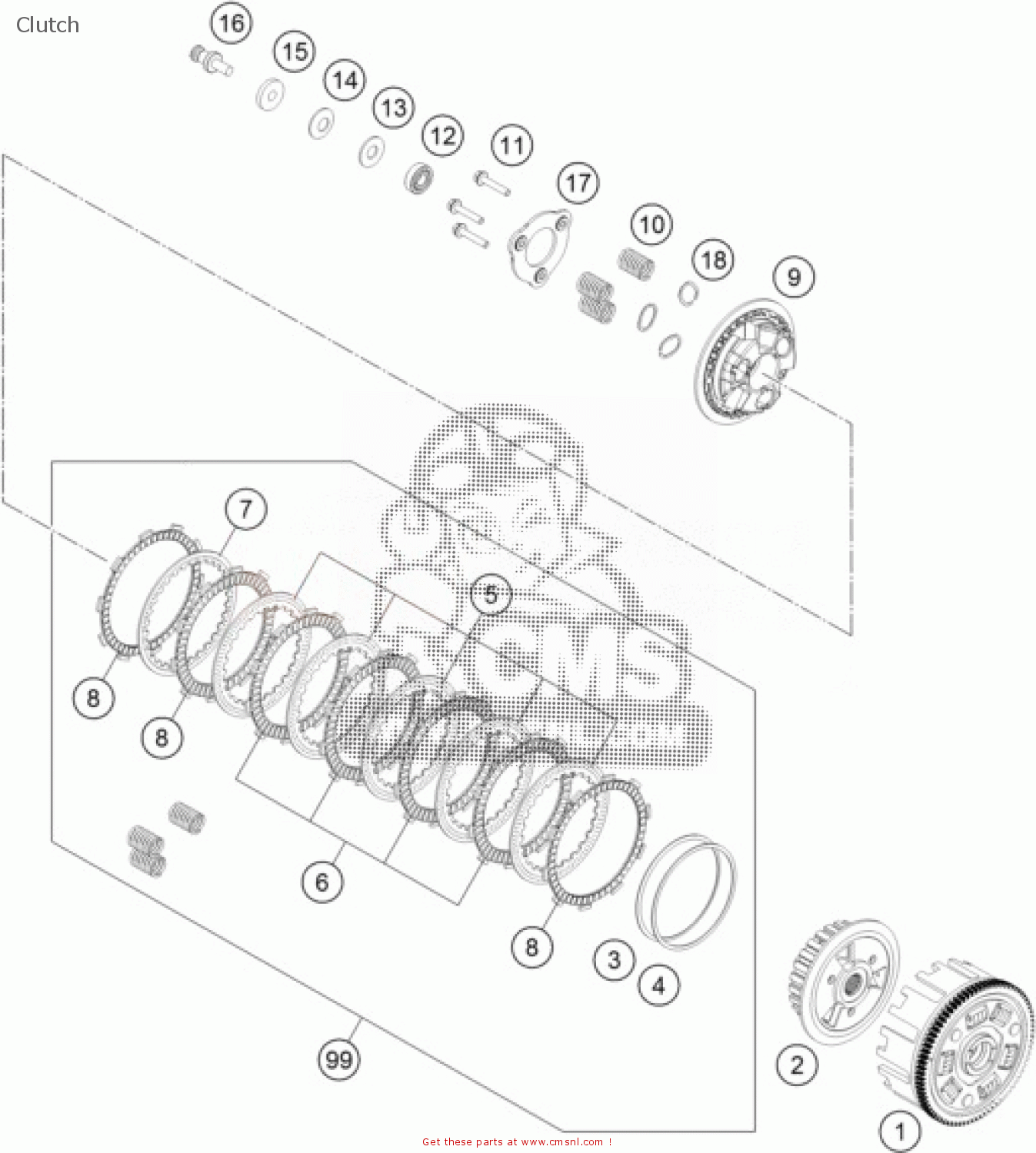 KTM 390 Duke, white - B.D. Europe 2019 parts lists and schematics