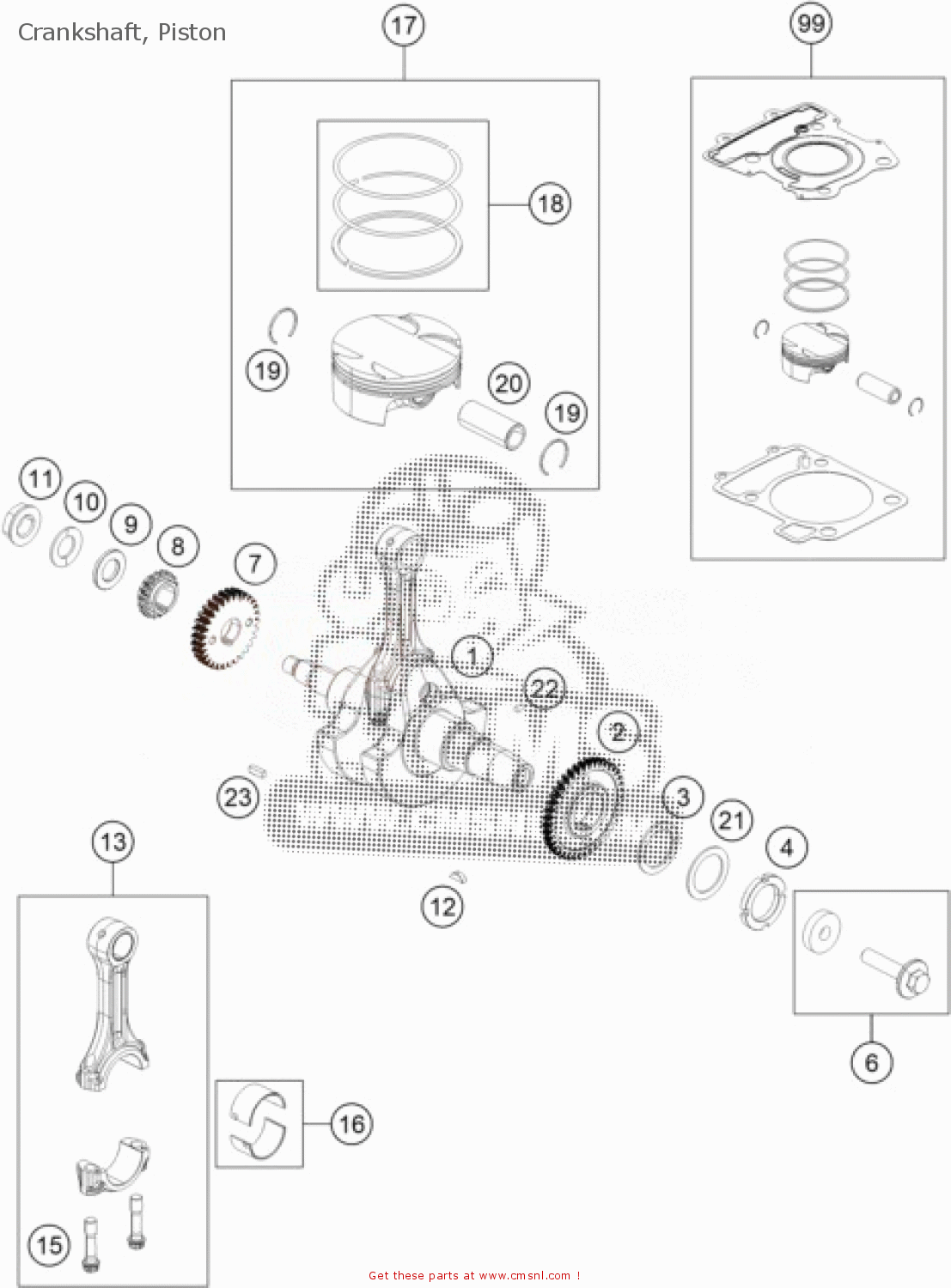 KTM 390 Duke, white - B.D. Europe 2019 parts lists and schematics