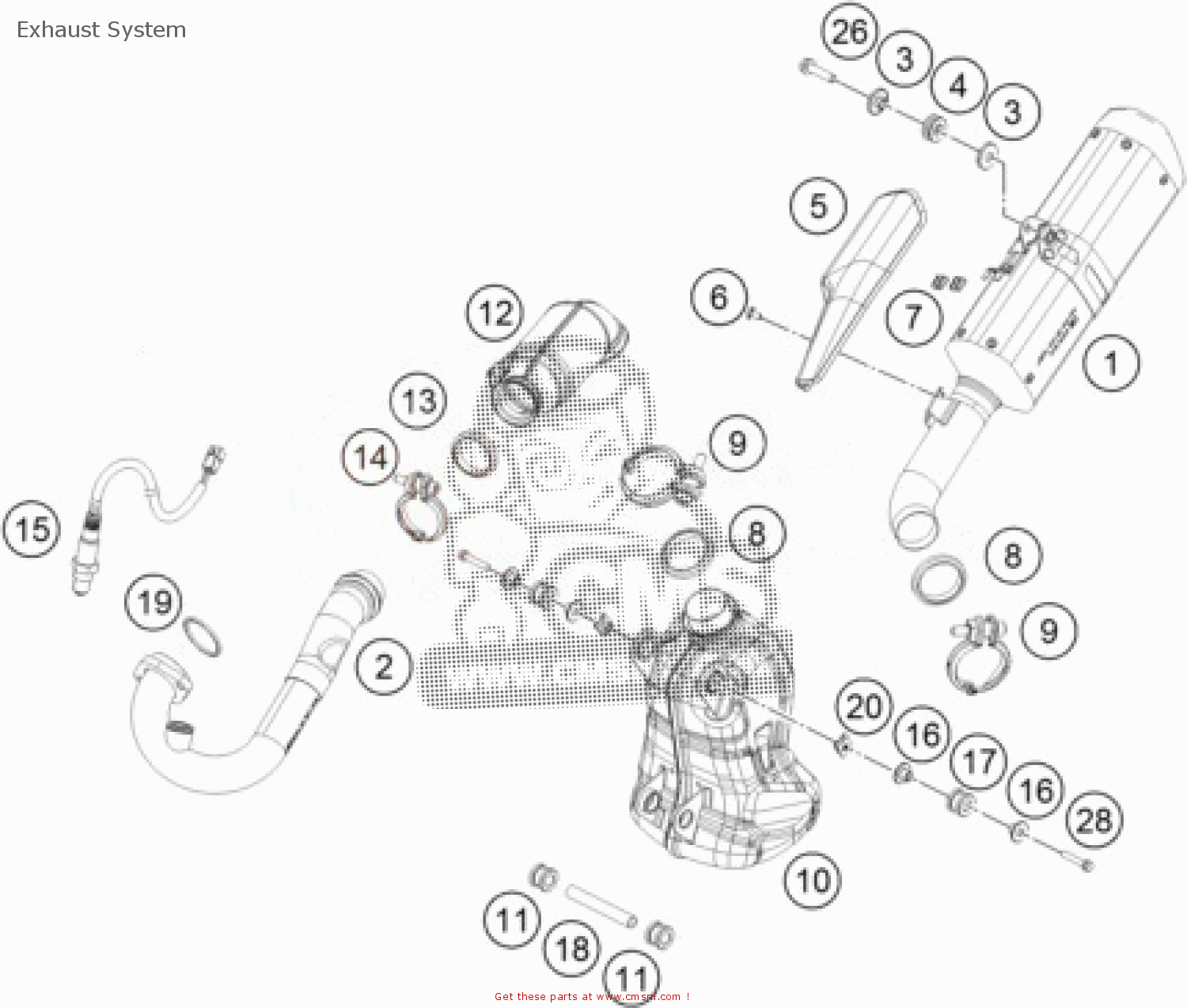 KTM 390 Duke, white - B.D. Europe 2019 parts lists and schematics