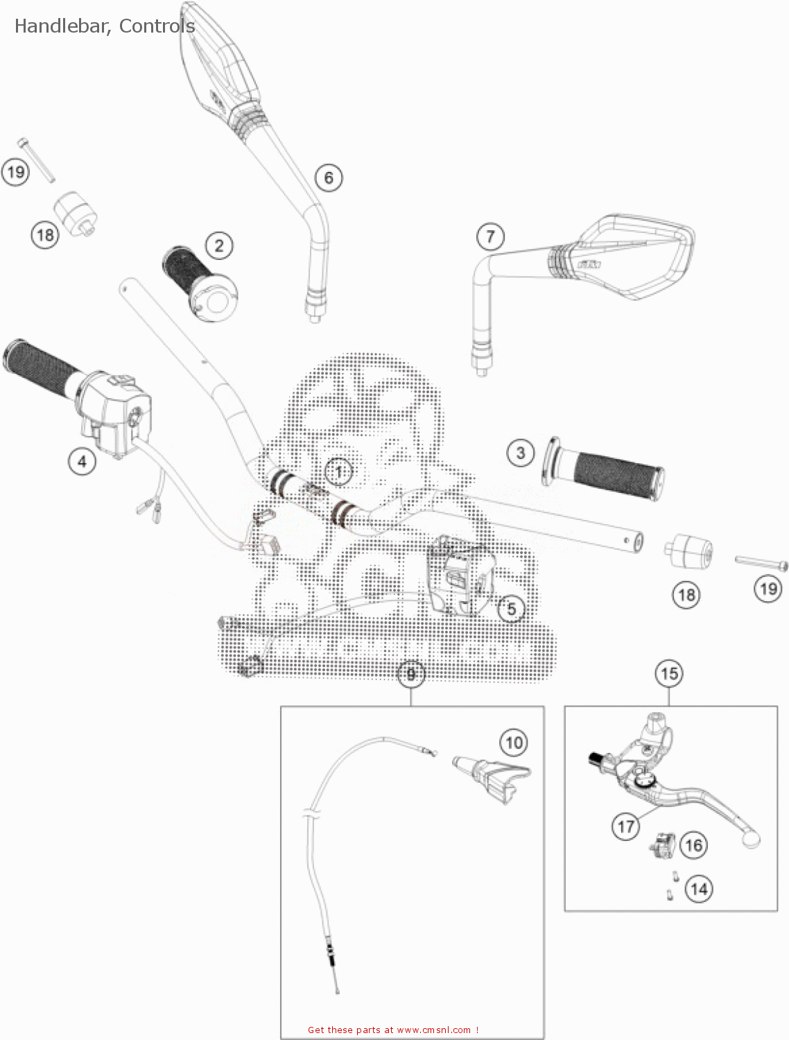 KTM 390 Duke, white - B.D. Europe 2019 parts lists and schematics