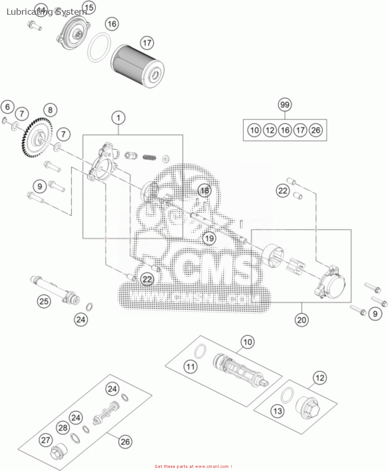 KTM 390 Duke, white - B.D. Europe 2019 parts lists and schematics