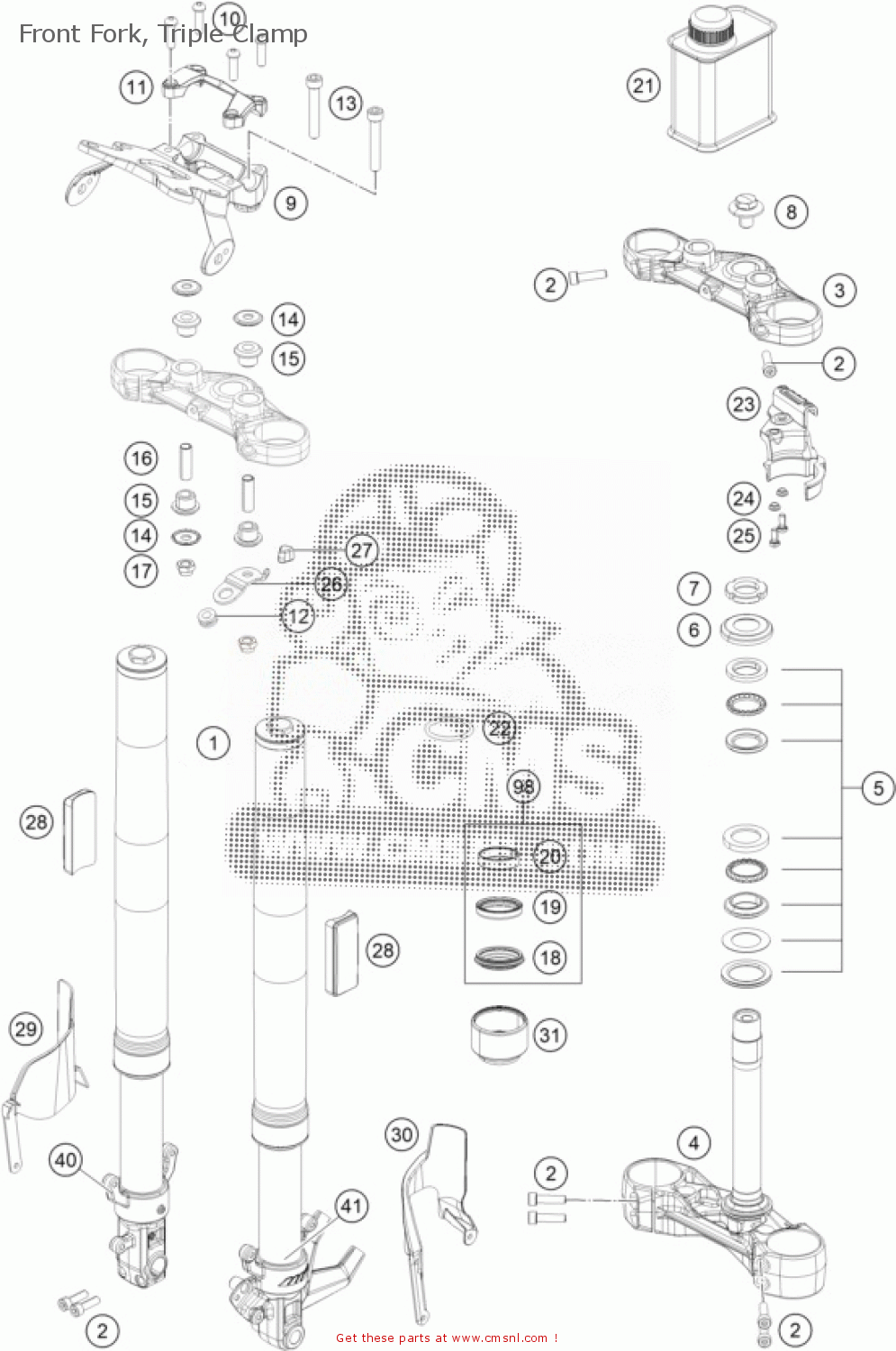 KTM 390 Duke, white - CKD Argentina 2019 parts lists and schematics