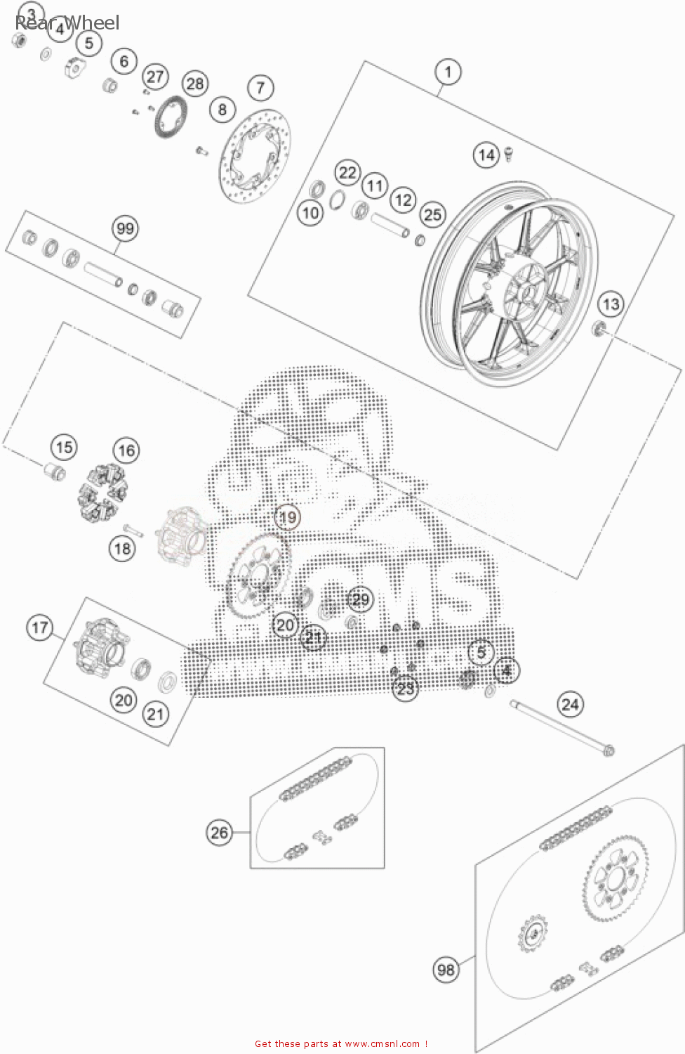KTM 390 Duke, white - CKD Argentina 2019 parts lists and schematics