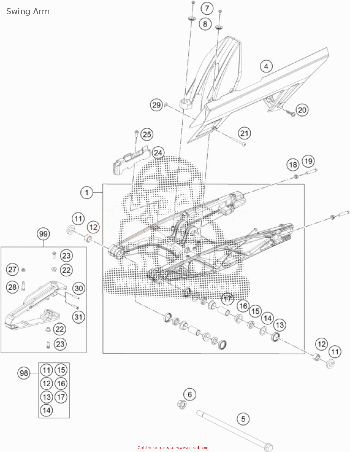 KTM 390 Duke, white - CKD Argentina 2019 parts lists and schematics