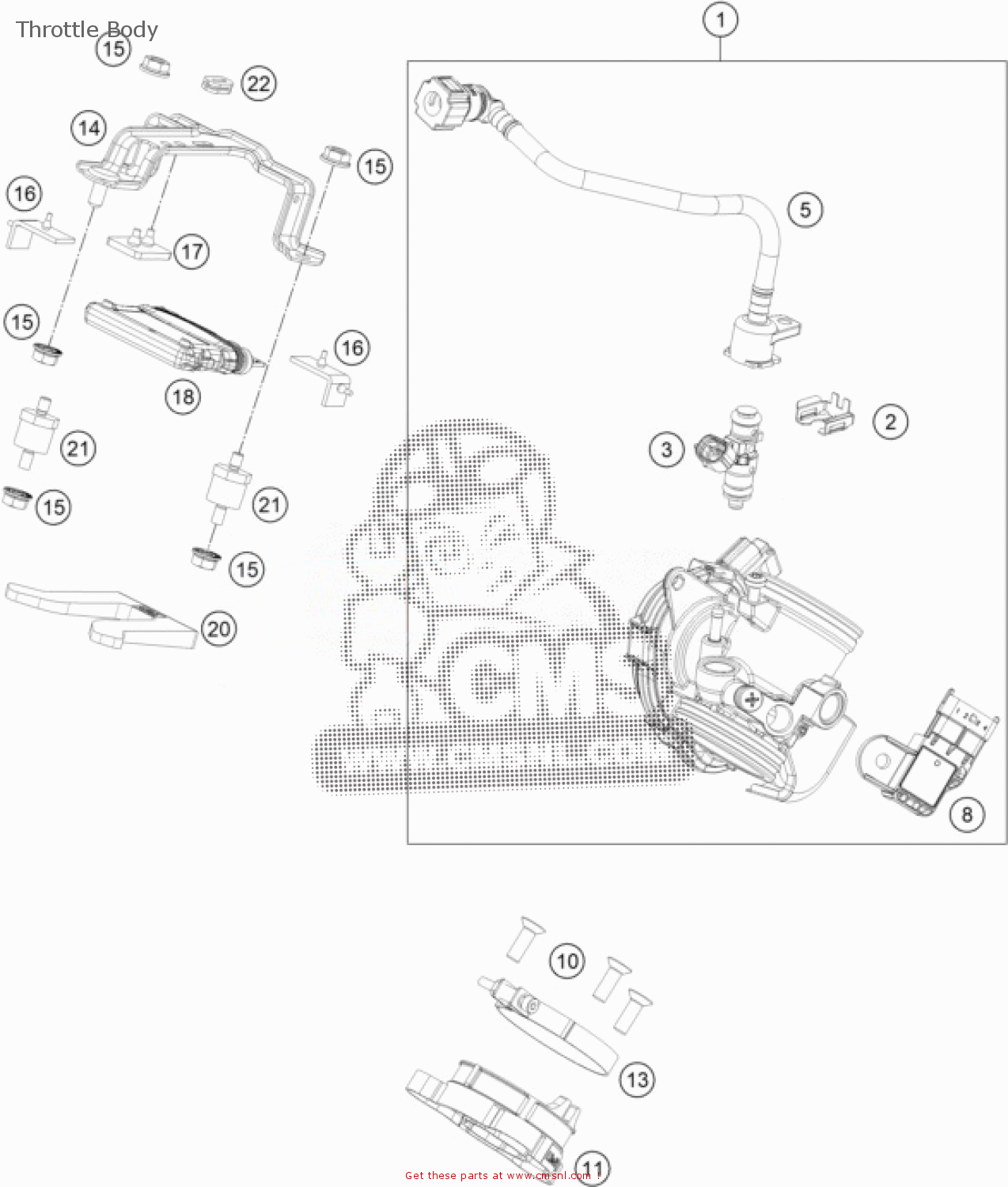 KTM 390 Duke, white - CKD Argentina 2019 parts lists and schematics