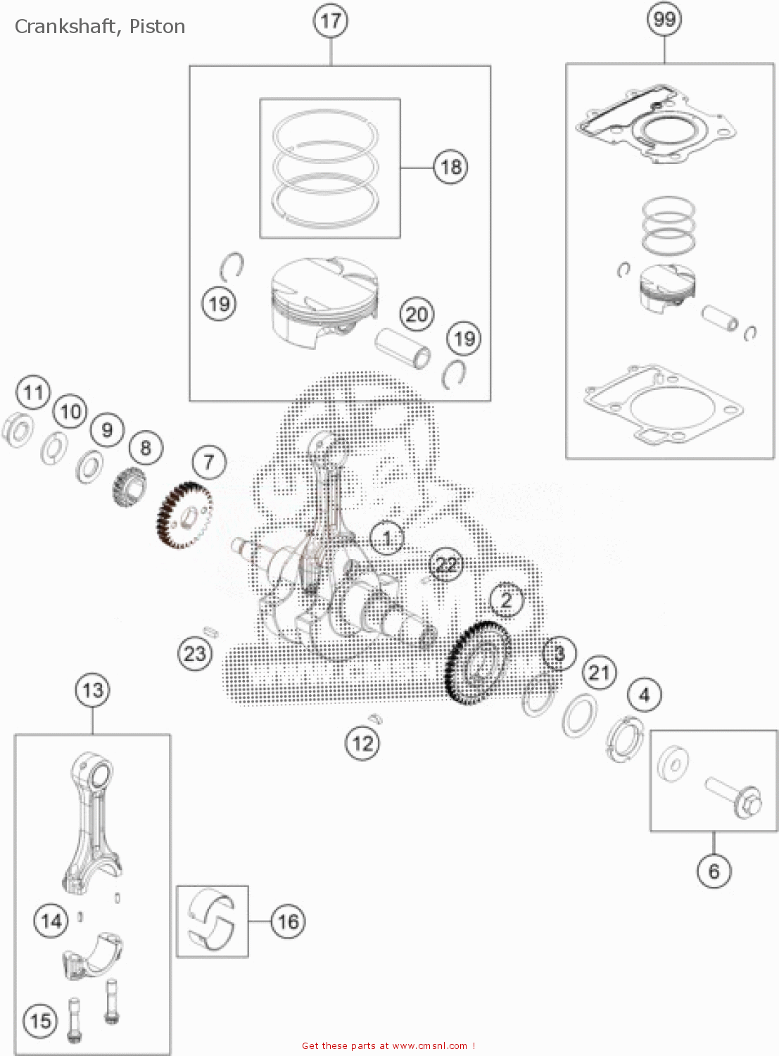 KTM KTM 390 Duke, white - CKD Colombia 2017 parts lists and schematics