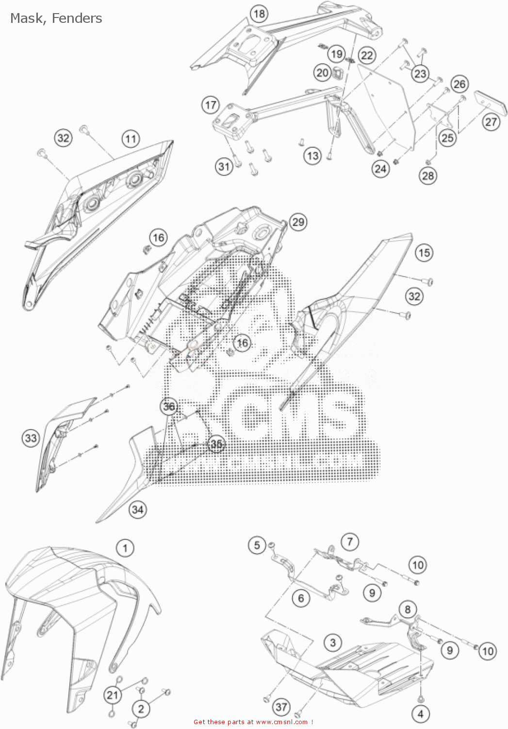 KTM KTM 390 Duke, white - CKD Colombia 2017 parts lists and schematics