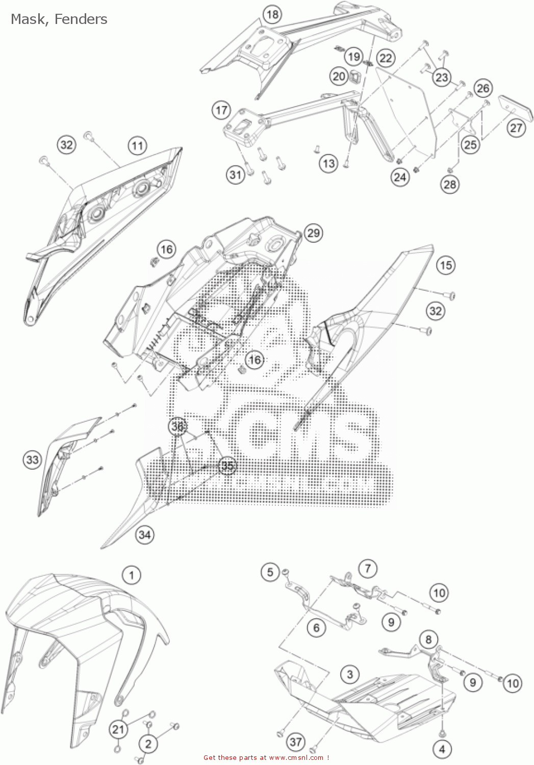 KTM 390 Duke, white - CKD Colombia 2018 parts lists and schematics