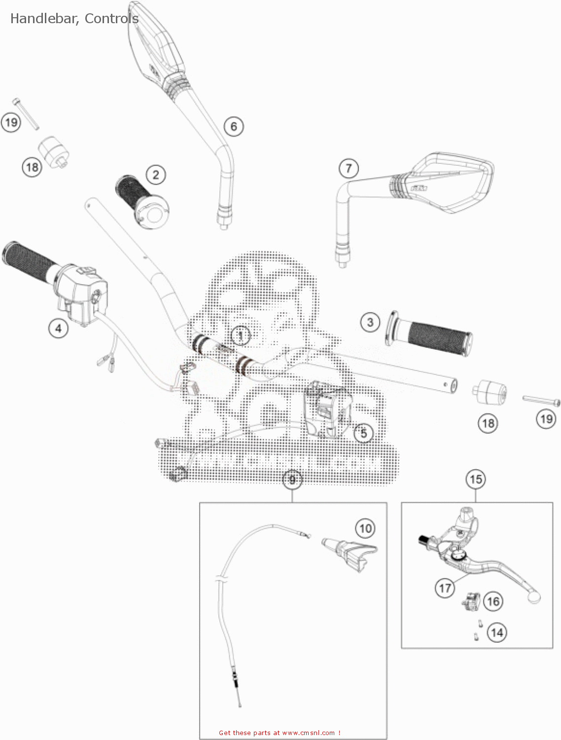 KTM 390 Duke, white - CKD Colombia 2019 parts lists and schematics