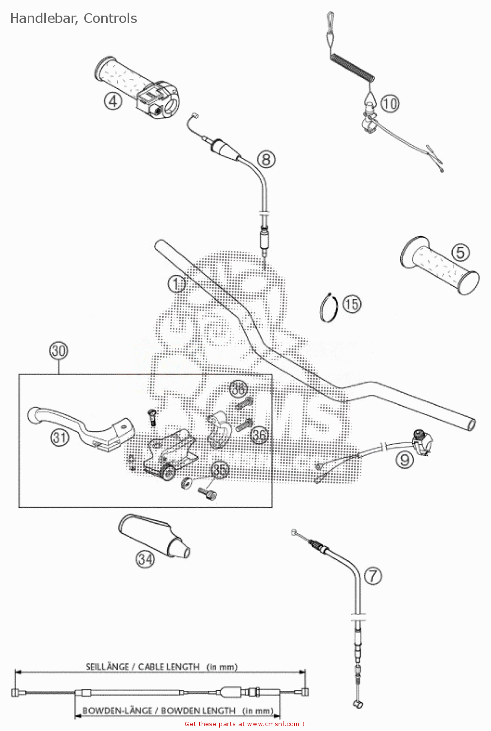 KTM 50 SENIOR ADVENTURE EU, US 2002 Handlebar, Controls - buy original ...