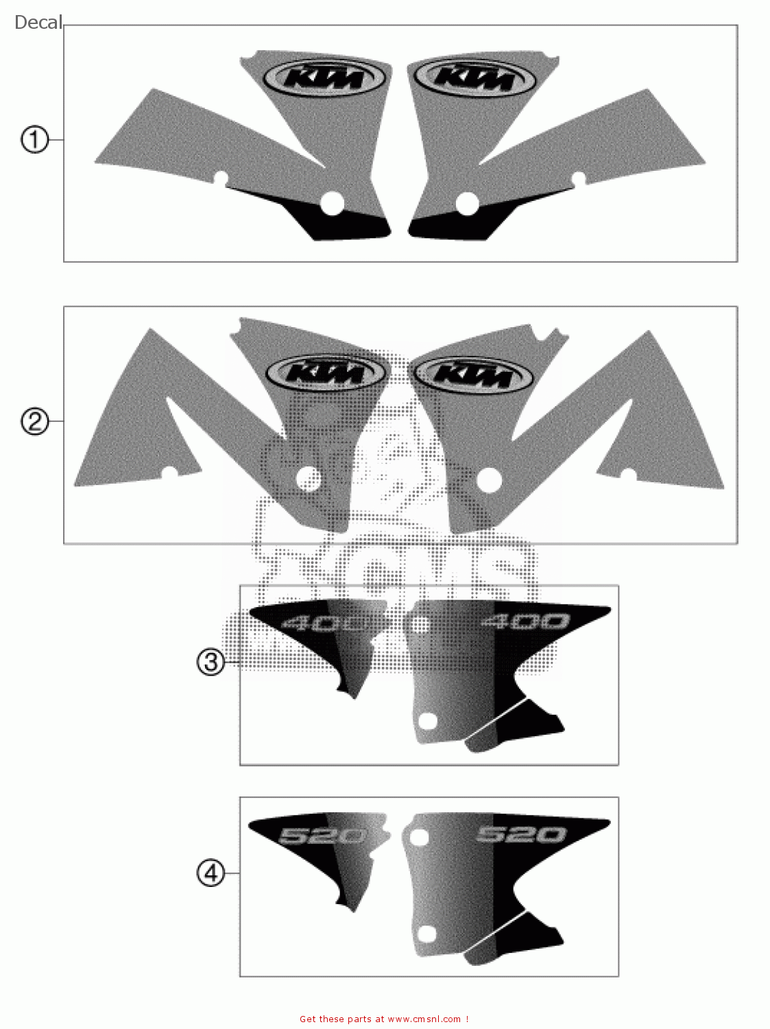 KTM 520 SX RACING Europe 2002 Decal - buy original Decal spares online