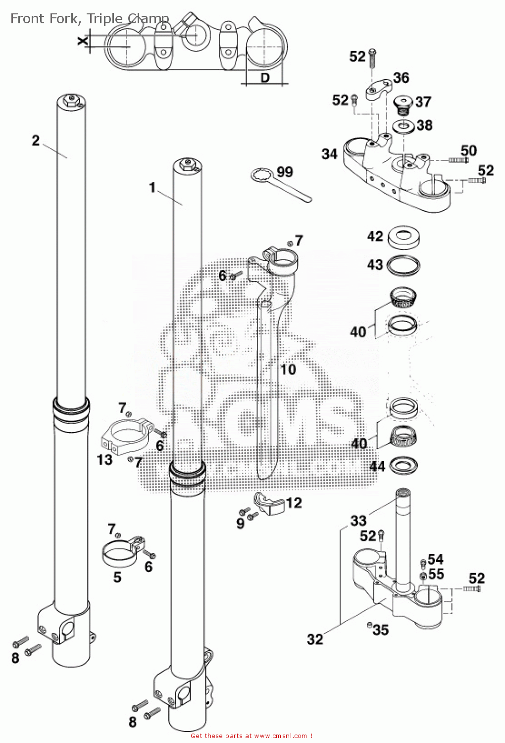 KTM 620 SUPER-MOTO COMP. 20 KW Europe 1998 Front Fork, Triple Clamp - buy original Front Fork ...