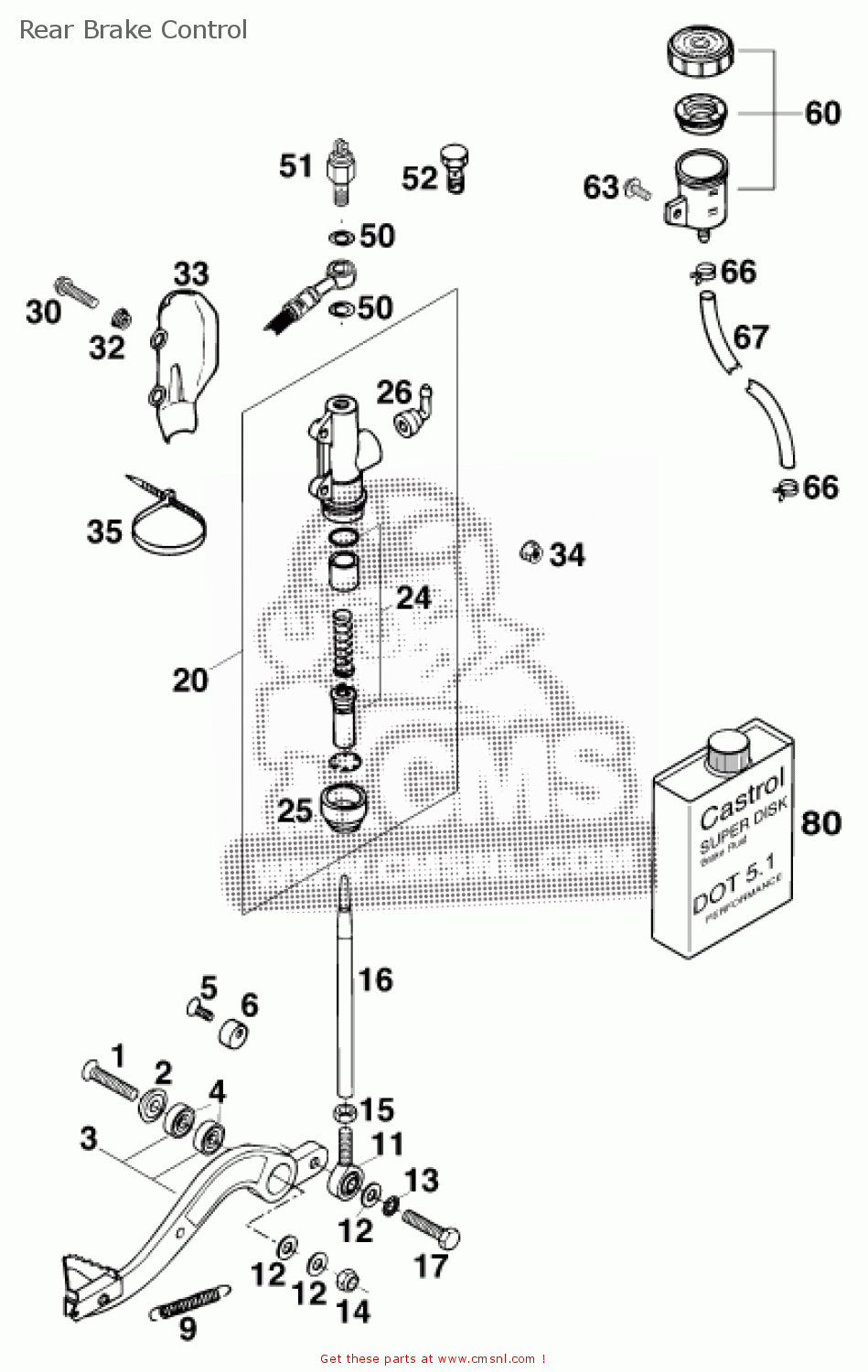 KTM 620 SX WP Europe 1997 Rear Brake Control - buy original Rear Brake ...