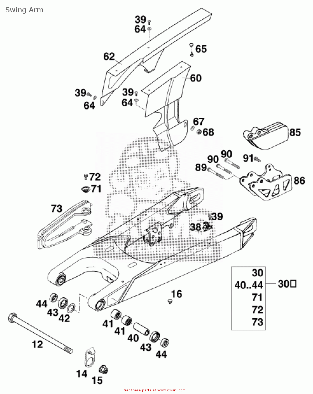 KTM 620 SX WP Europe 1997 Swing Arm - buy original Swing Arm spares online