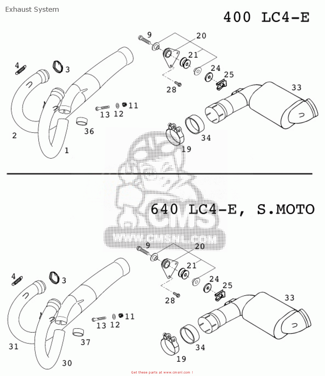 KTM 640 LC4-E SUPER-MOTO Europe 2000 Exhaust System - buy original ...