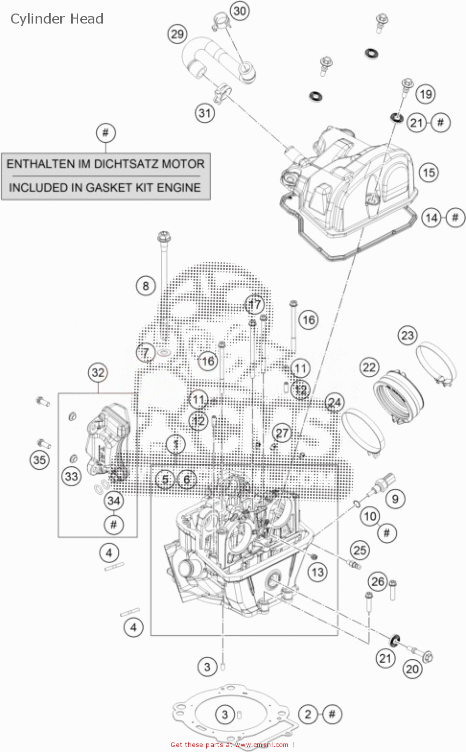 KTM 690 SMC R EU 2020 Cylinder Head - buy original Cylinder Head spares ...
