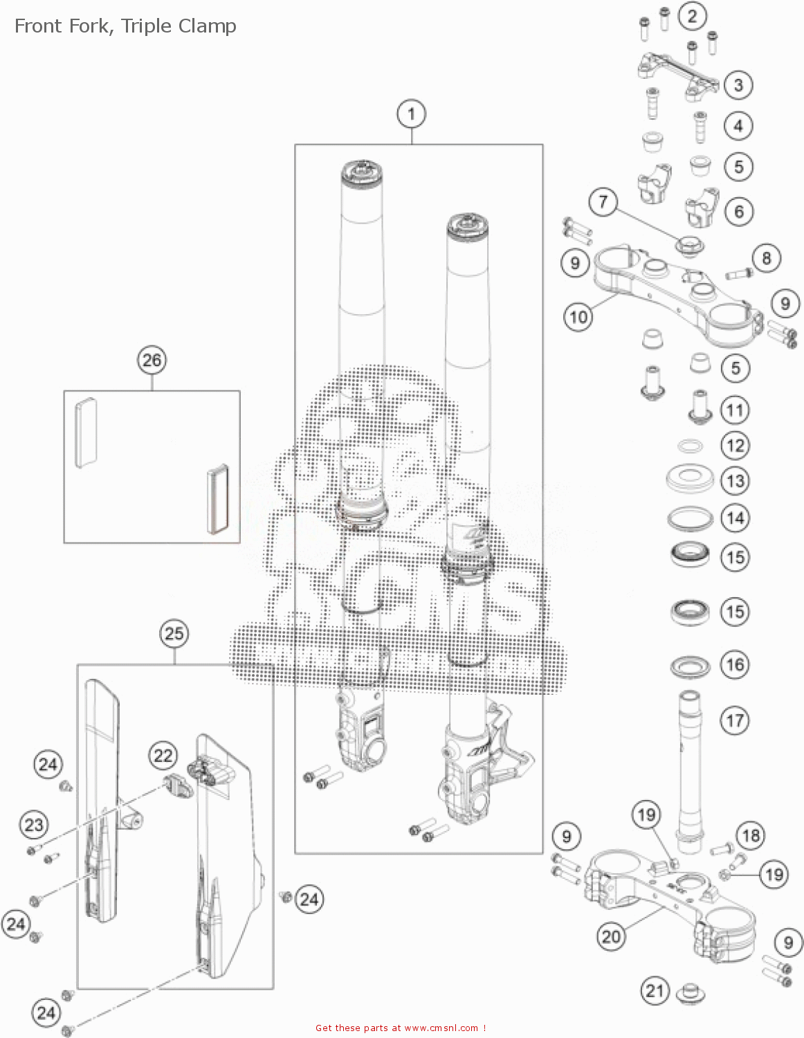 KTM 690 SMC R US 2020 Front Fork, Triple Clamp - buy original Front ...