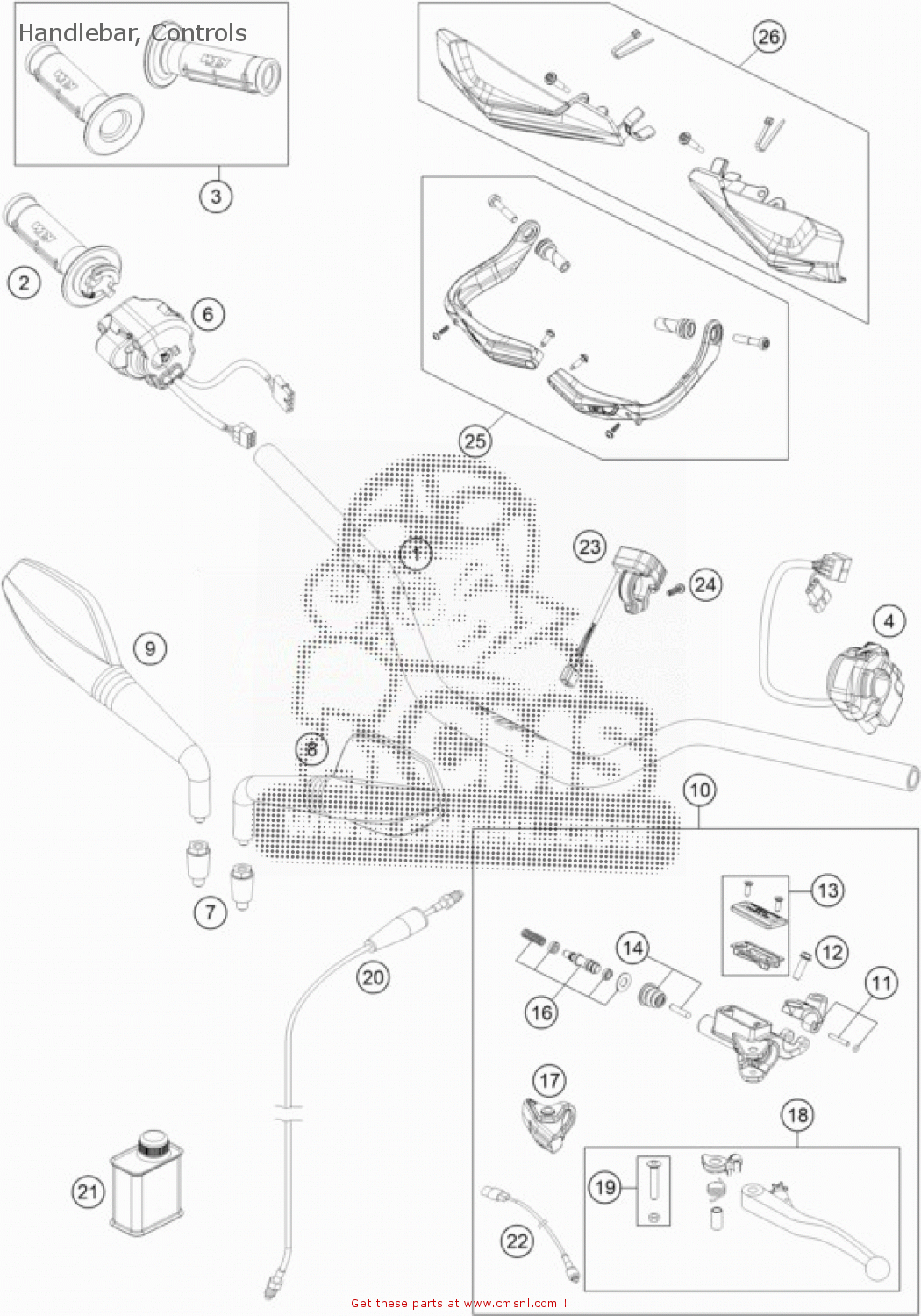 KTM 690 SMC R US 2020 Handlebar, Controls - buy original Handlebar ...