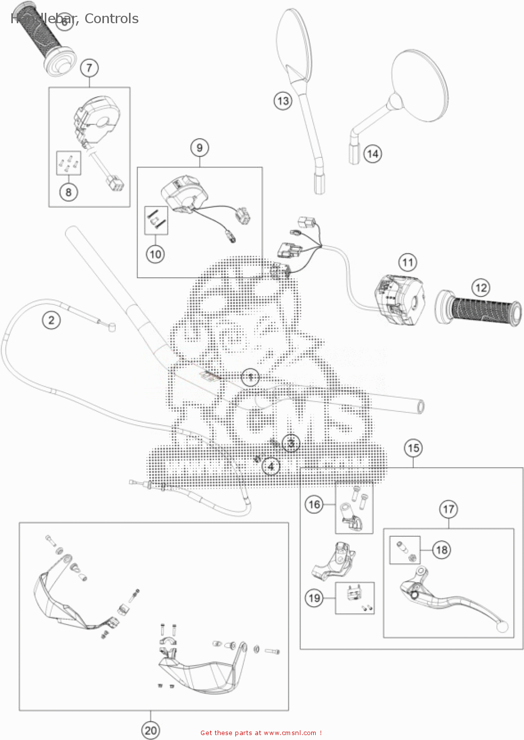 KTM 790 Adventure R Rally EU 2020 Handlebar, Controls - buy original ...