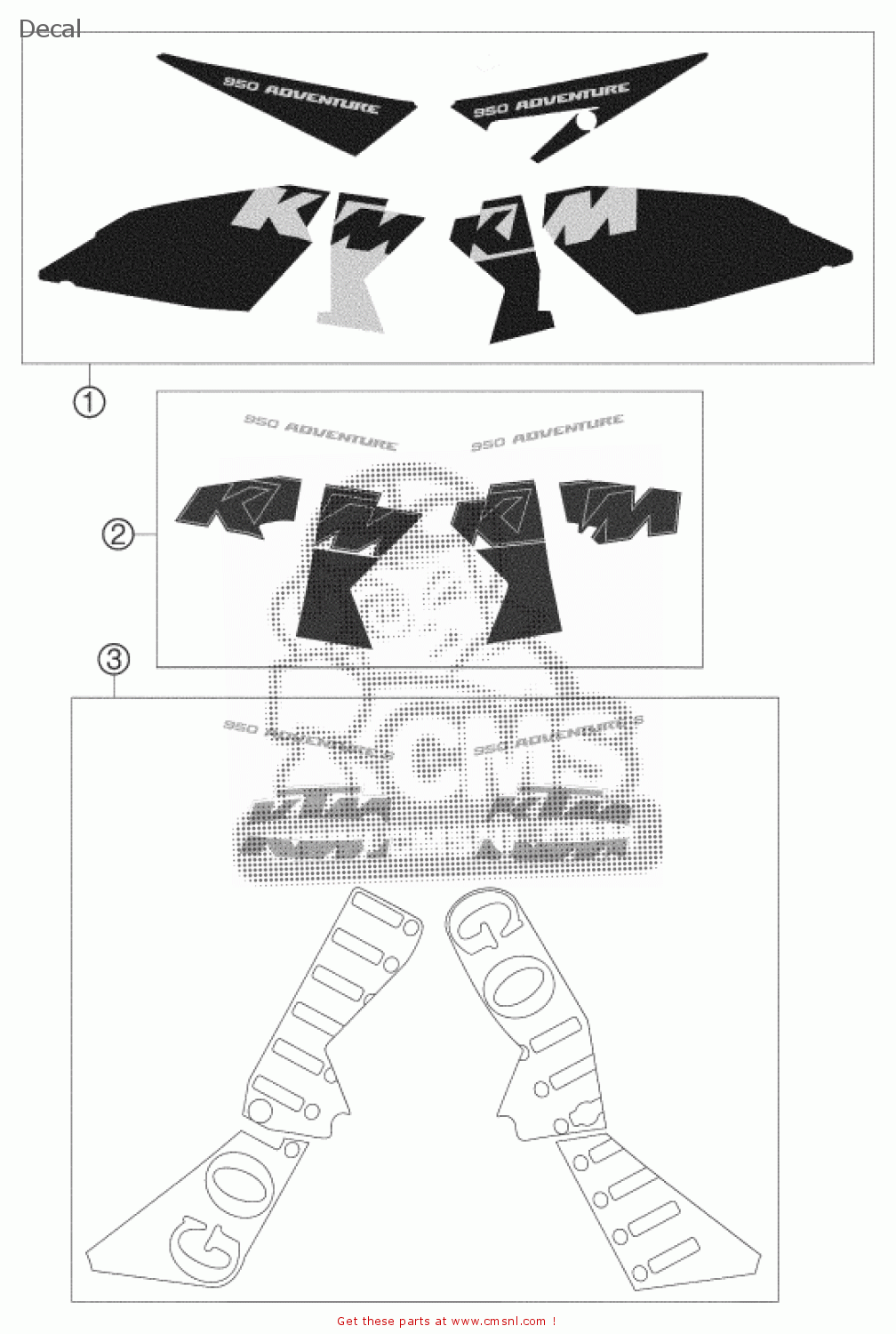 KTM 950 ADVENTURE S BLUE HIGH Europe 2004 Decal - buy original Decal ...