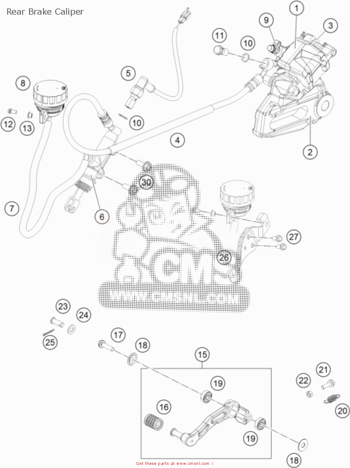 KTM RC 200, white, w/o ABS - B.D. Europe 2016 Rear Brake Caliper - buy ...