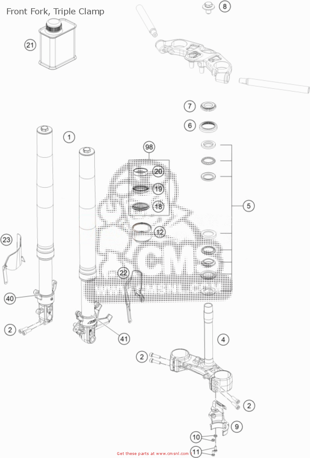 KTM RC 200, white, w/o ABS - B.D. Europe 2017 Front Fork, Triple Clamp ...