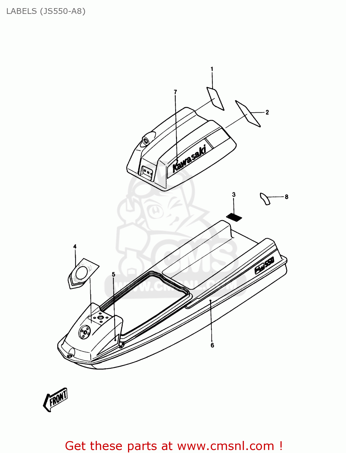 PATTERN,FRONT DECK,RH for JS550-A8 JETSKI550 1989 USA - order at CMSNL