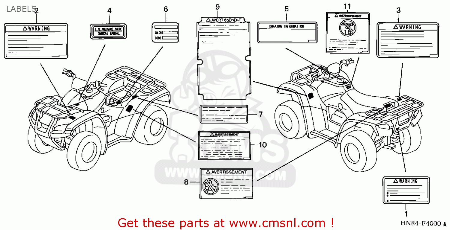 87565HN8A10ZC: Label (y151) (type3) Honda - buy the 87565-HN8-A10ZC at ...