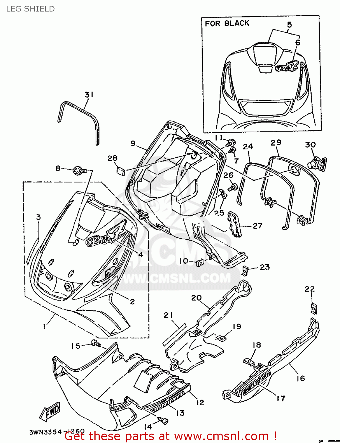 3WNX2831000X: Leg Shield 1 Yamaha - buy the 3WN-X2831-00-0X at CMSNL